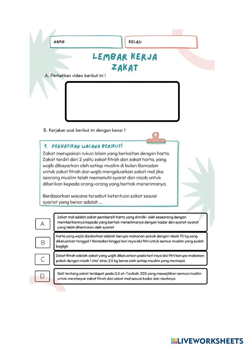 Zakat online worksheet for Kelas 9 | Live Worksheets