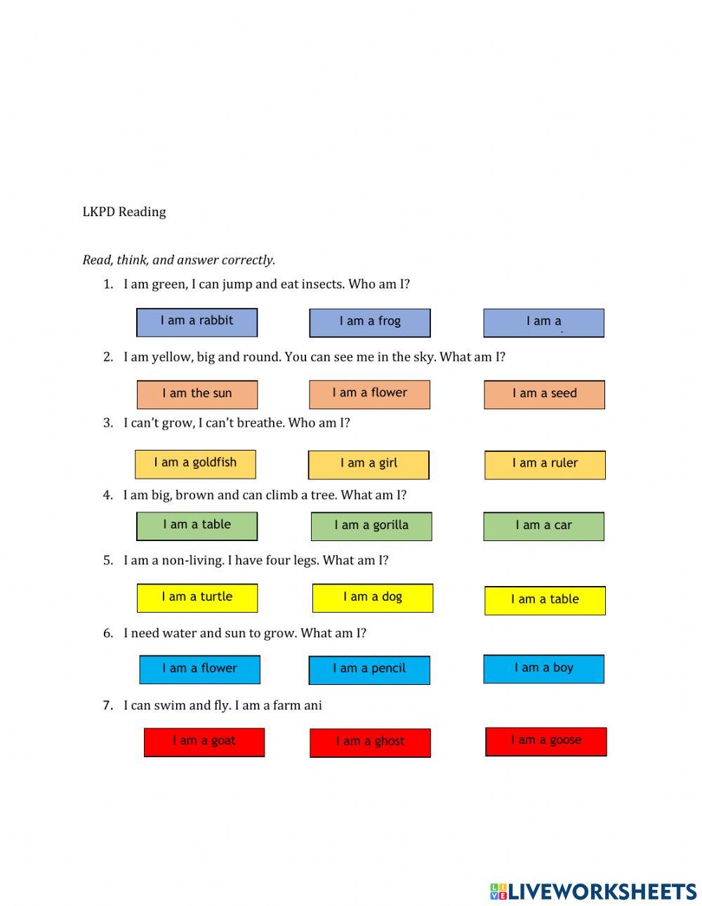 LKPD reading descriptive text online exercise for | Live Worksheets