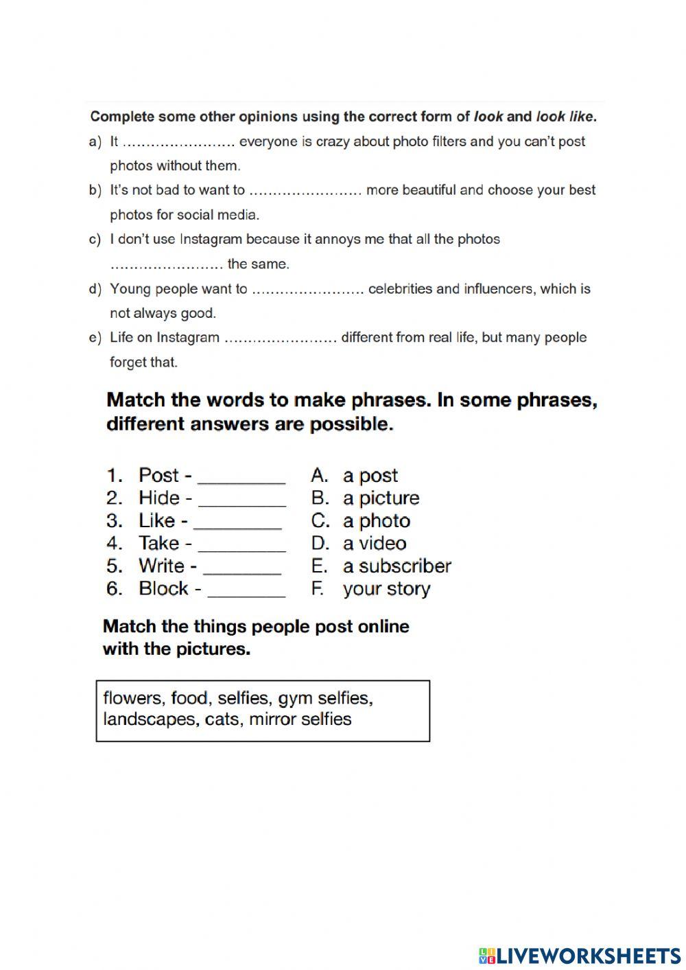 A1 instagram 2189872 | nailiapashaieva | Live Worksheets