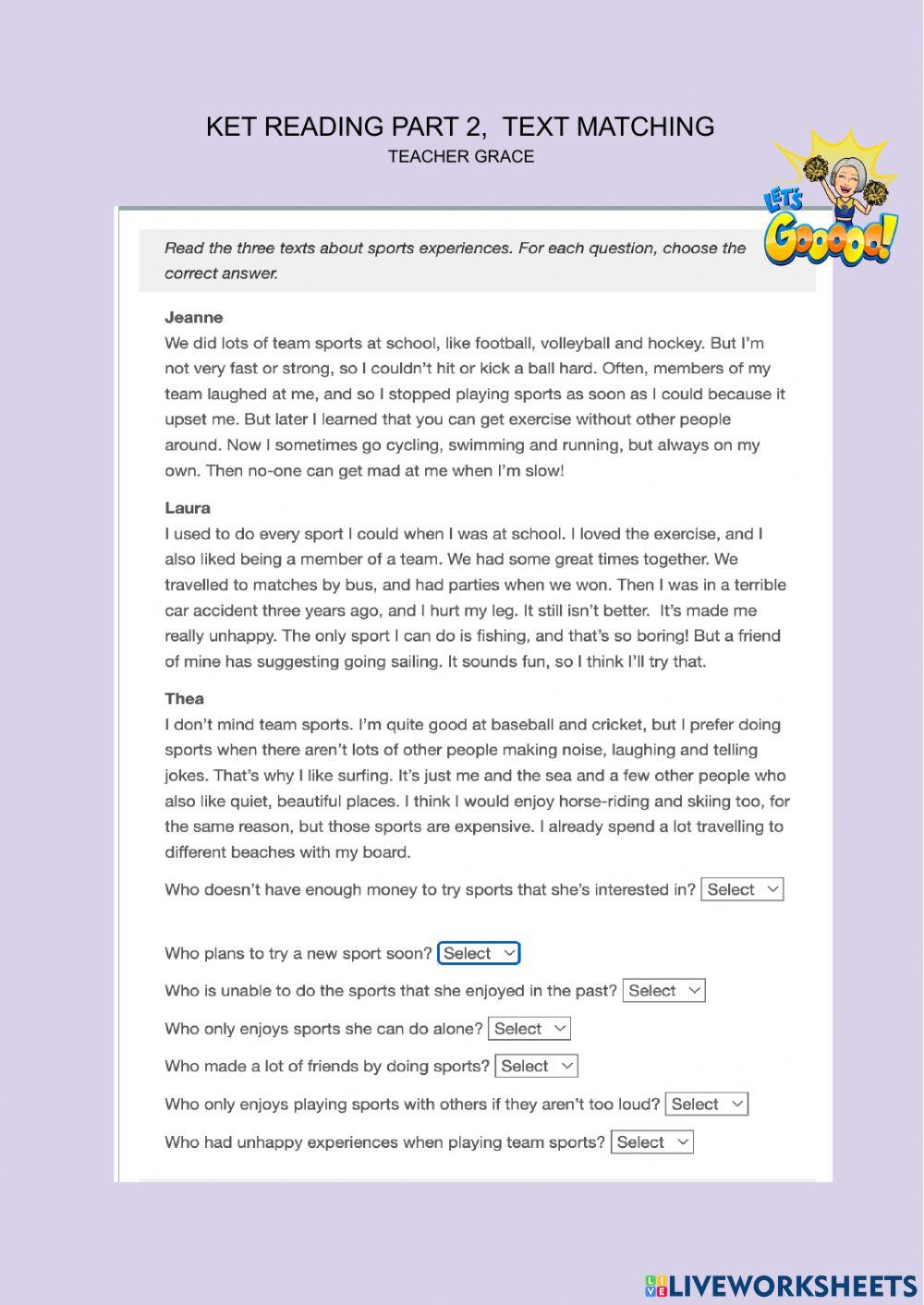 Ket reading exam 2189935 | Graciela Mendoza Castrejón