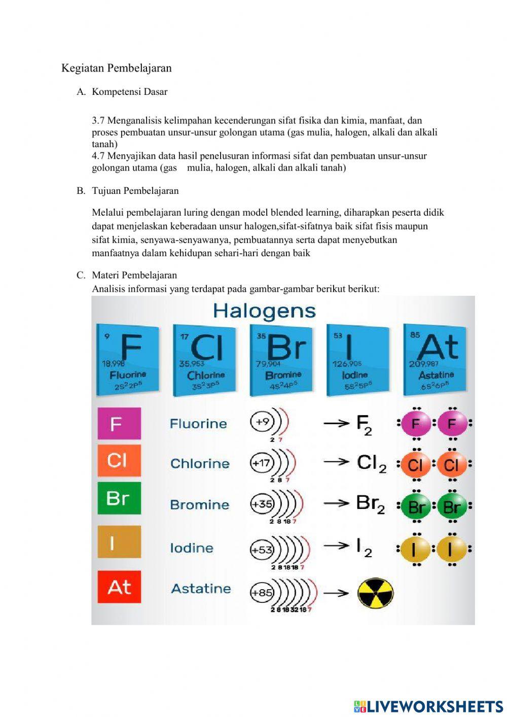 Lkpd halogen worksheet | Live Worksheets