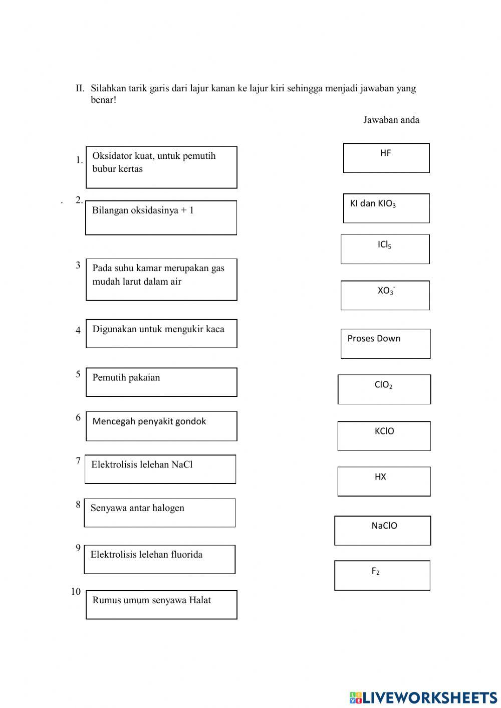Lkpd halogen worksheet | Live Worksheets