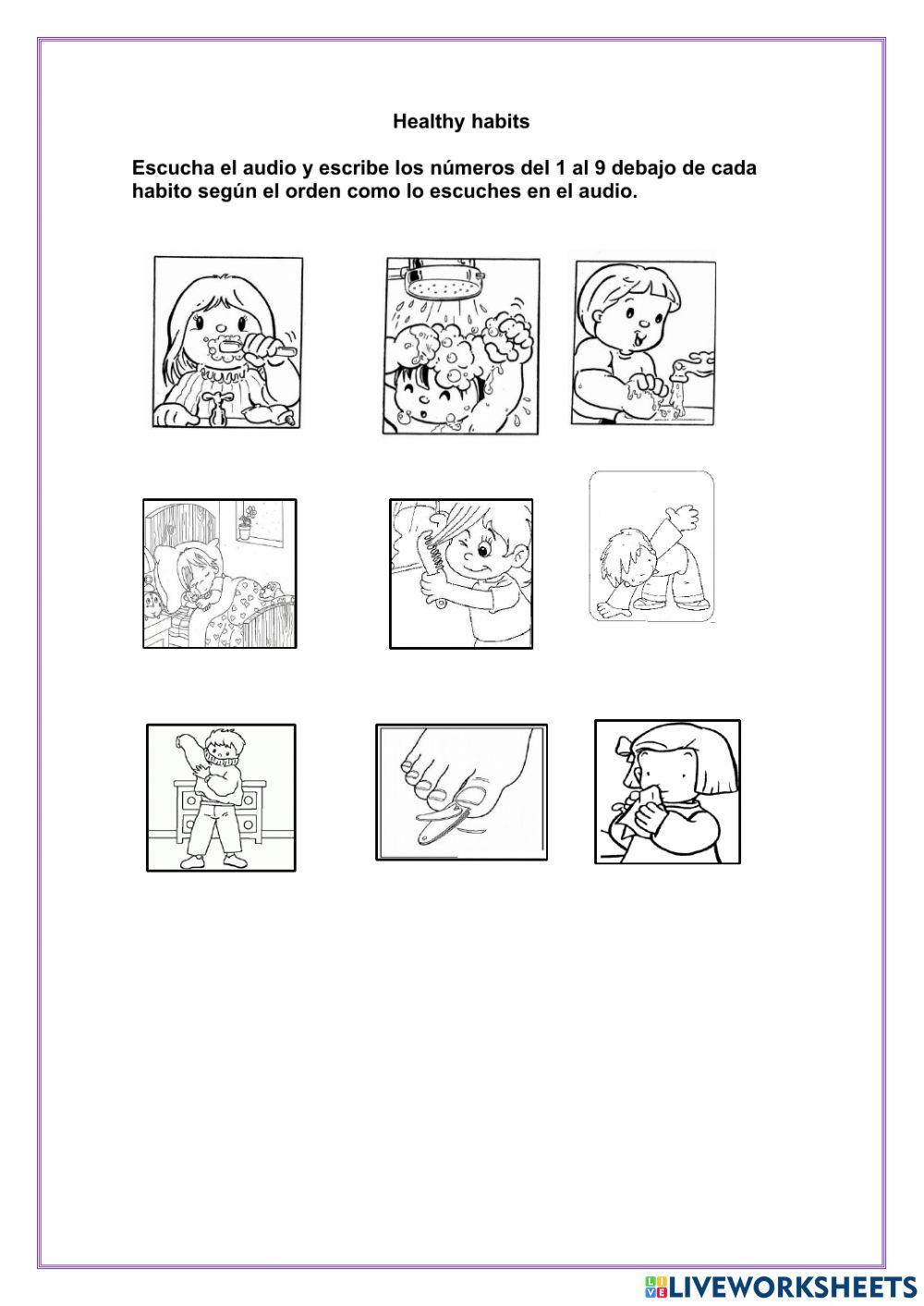 Healthy habits online exercise for SECOND | Live Worksheets