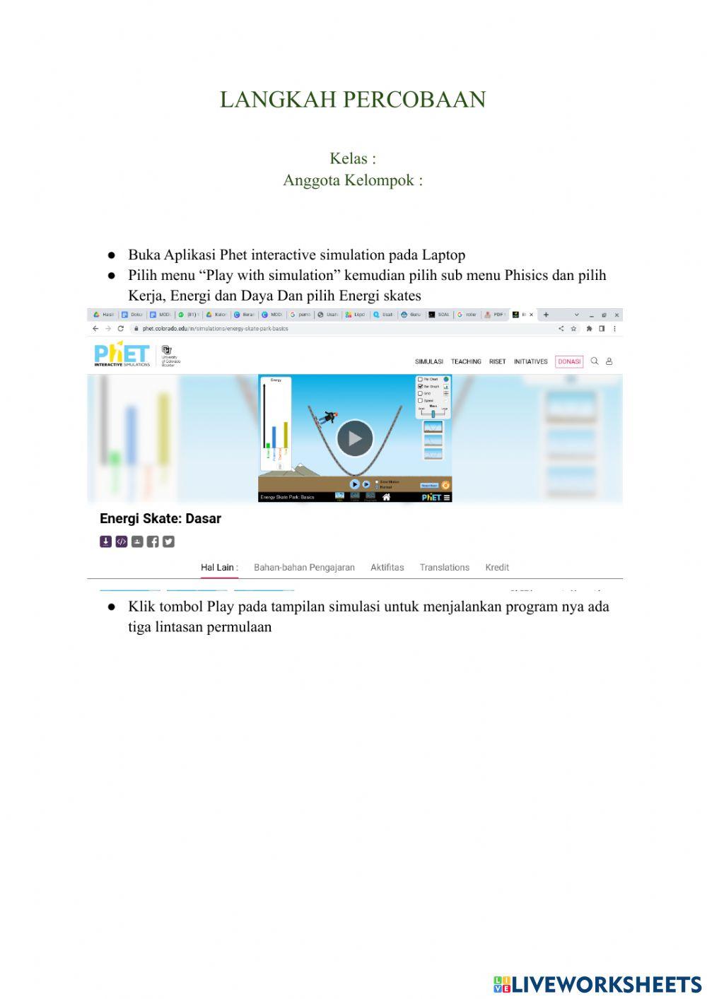 Hukum Kekekalan Energi Mekanik | Live Worksheets