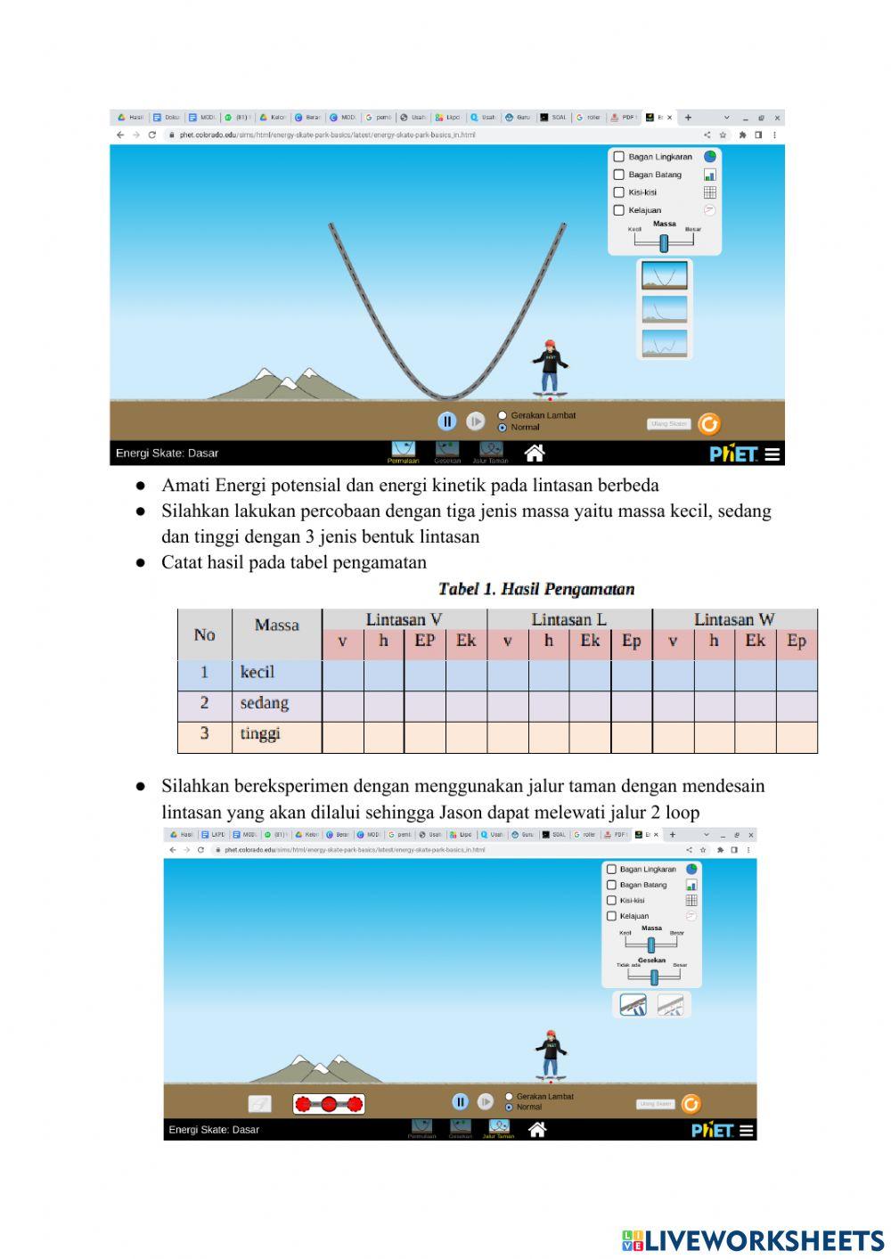 Hukum Kekekalan Energi Mekanik | Live Worksheets