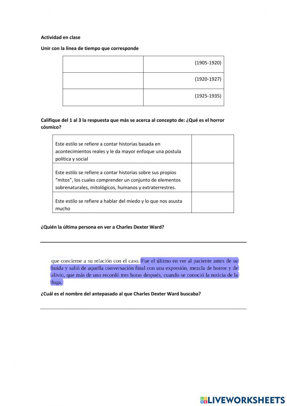 Actividad online exercise for Bachillerato | Live Worksheets