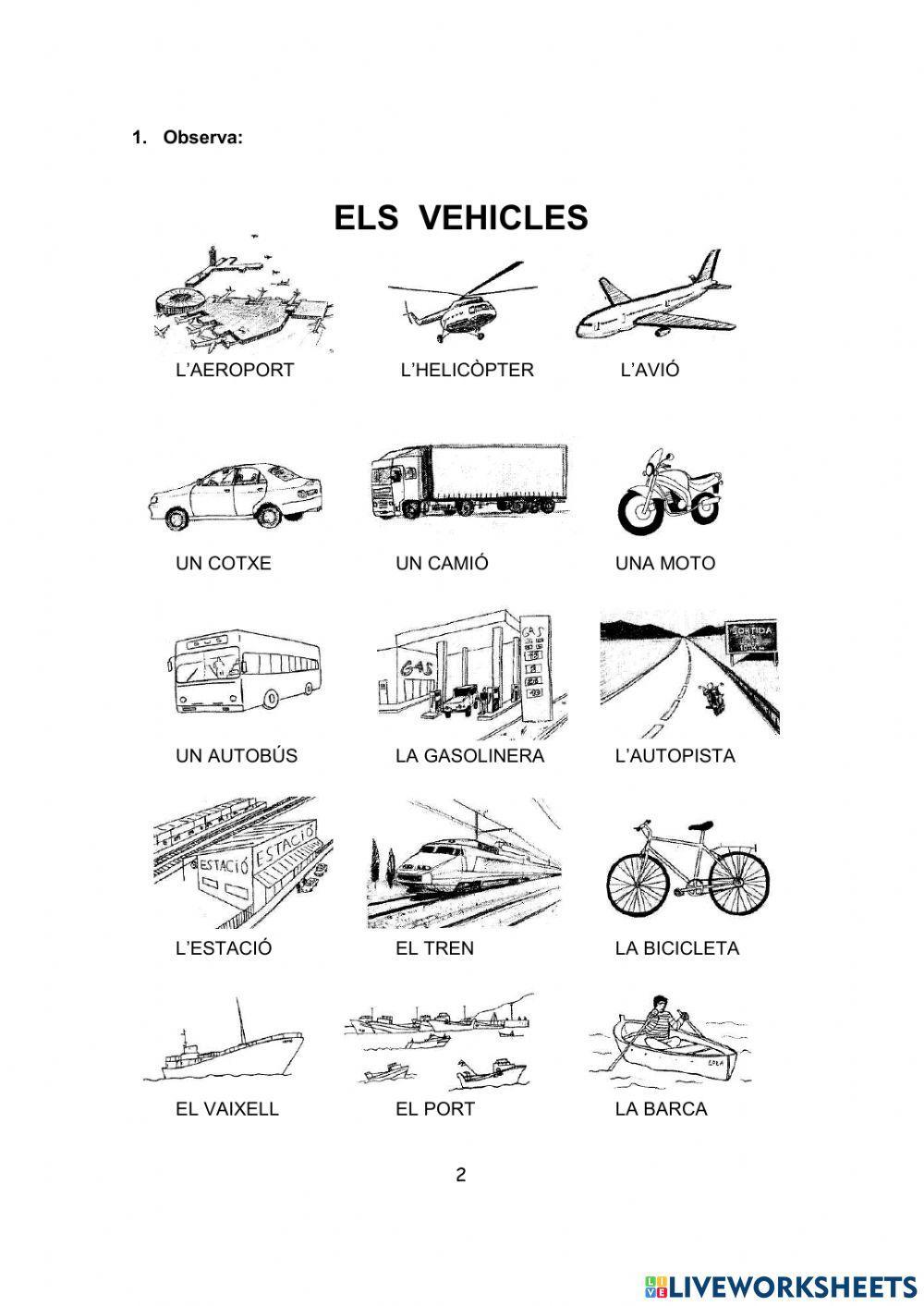 11.Els vehicles .Quaderns Comencem interactive worksheet | Live Worksheets