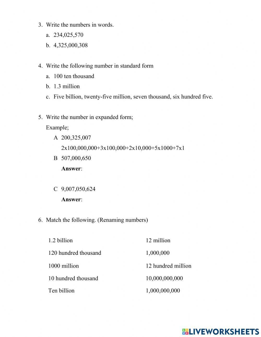Large Whole Num… | Free Interactive Worksheets | 2190749