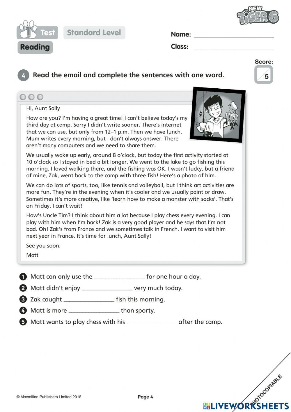 Tiger 6, Unit 1… | Free Interactive Worksheets | 6909586