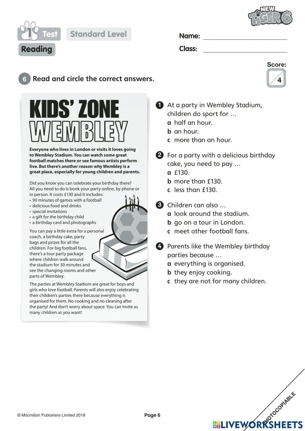 Tiger 6, Unit 1… | Free Interactive Worksheets | 6909586