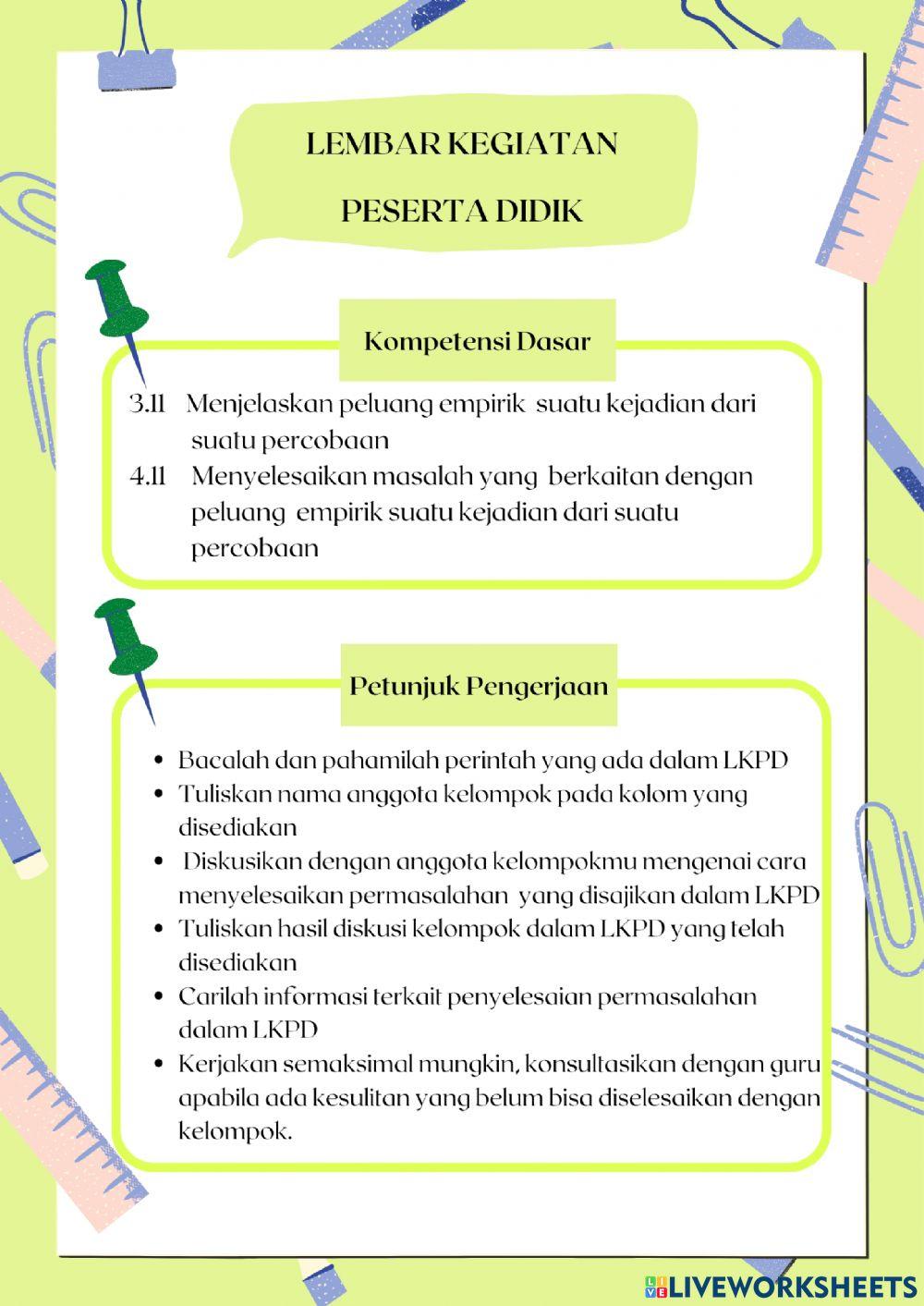 2191177 | Peluang | Hana Sajidah | LiveWorksheets
