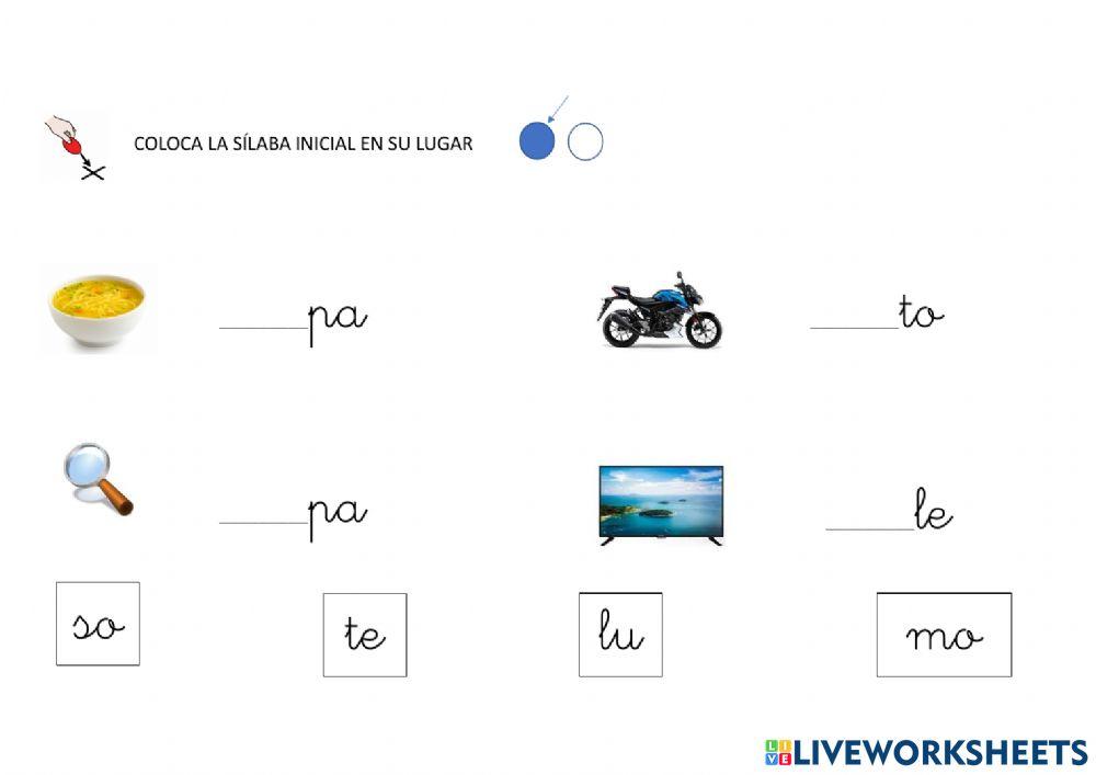 Silaba inicial interactive exercise for primaria | Live Worksheets