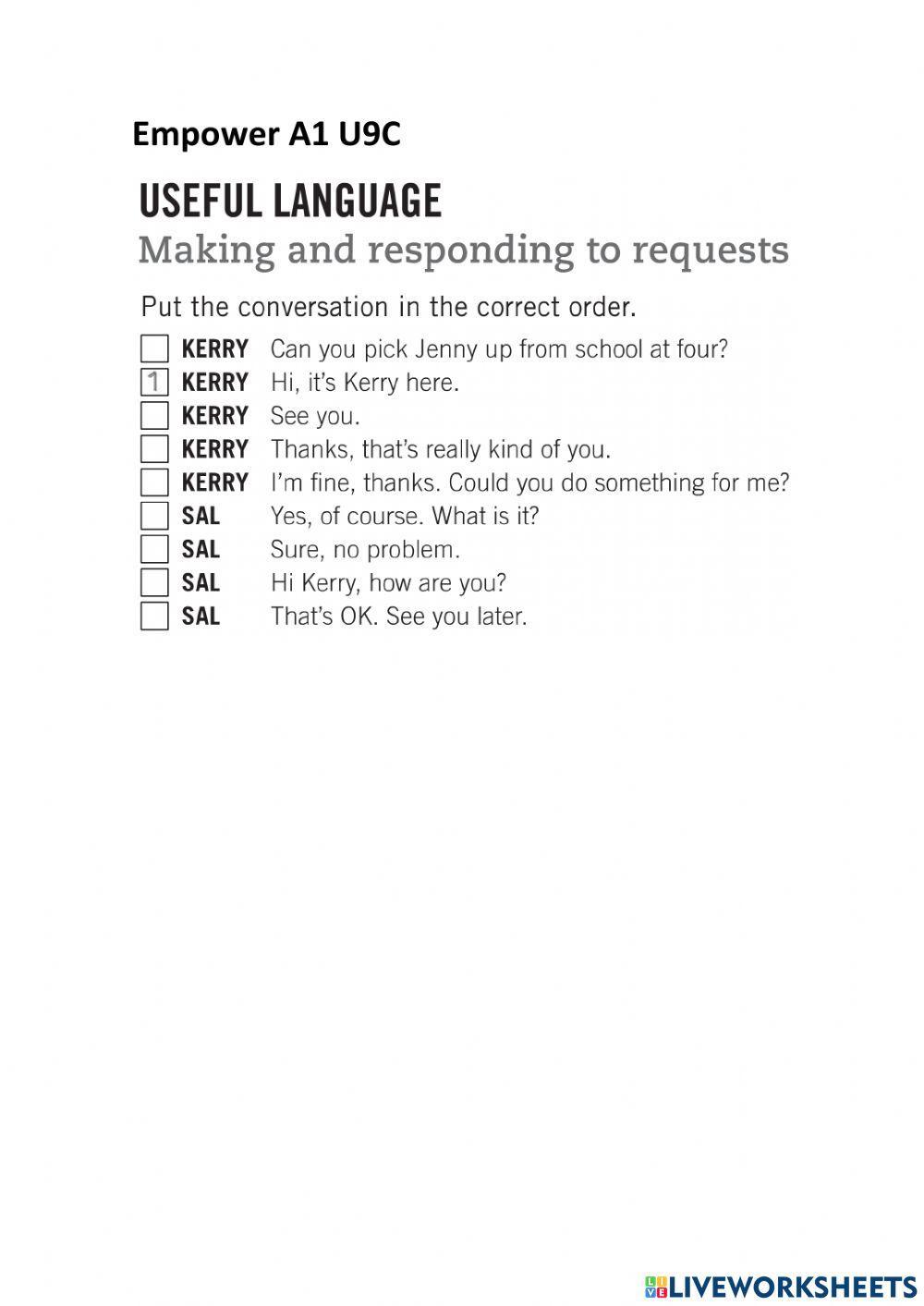 Empower A1 U9C worksheet | Live Worksheets