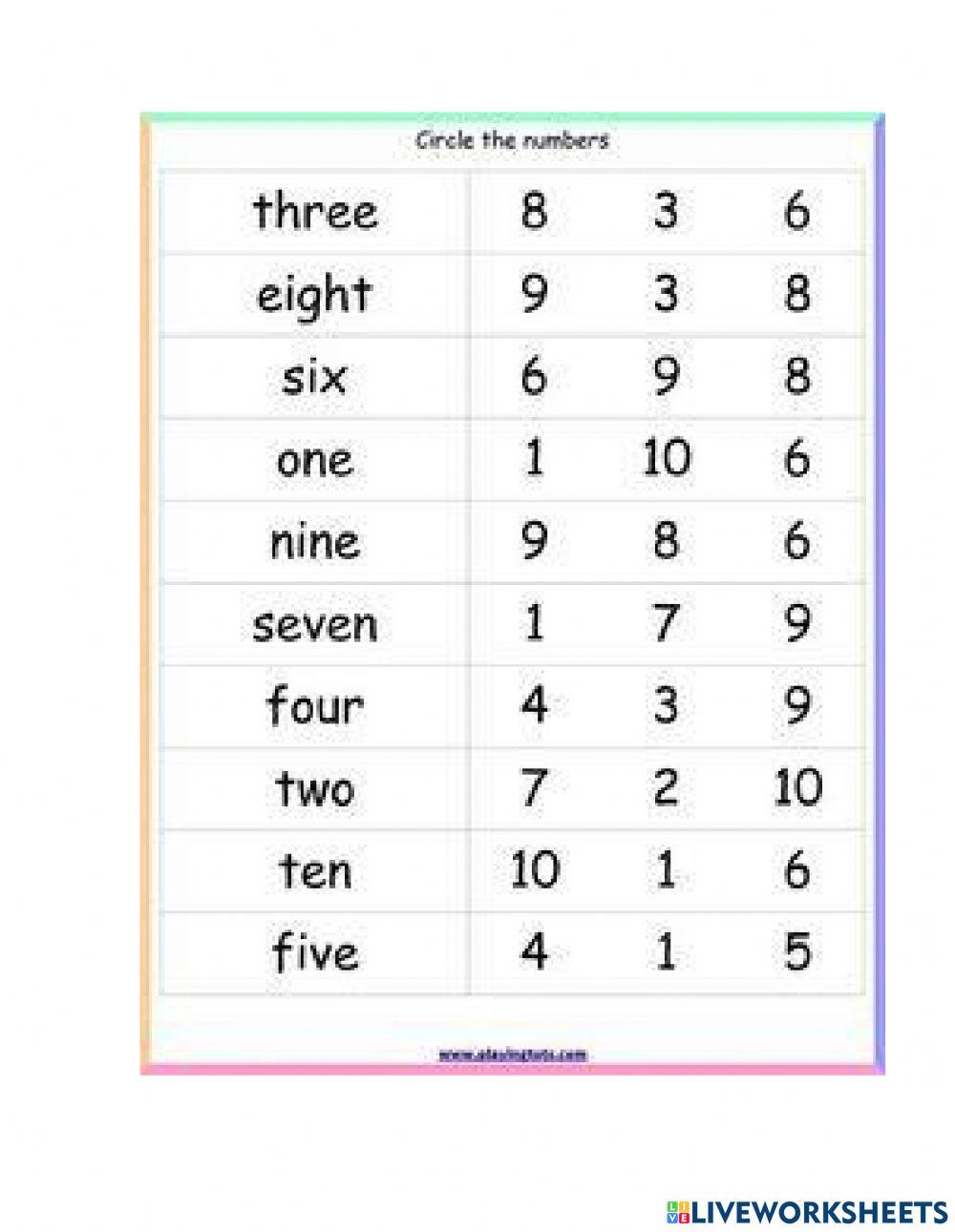 learn numbers with word online exercise for | Live Worksheets