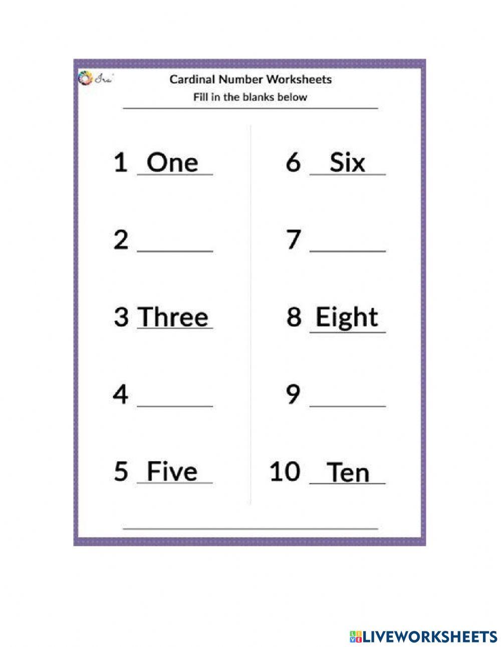 learn numbers with word online exercise for | Live Worksheets