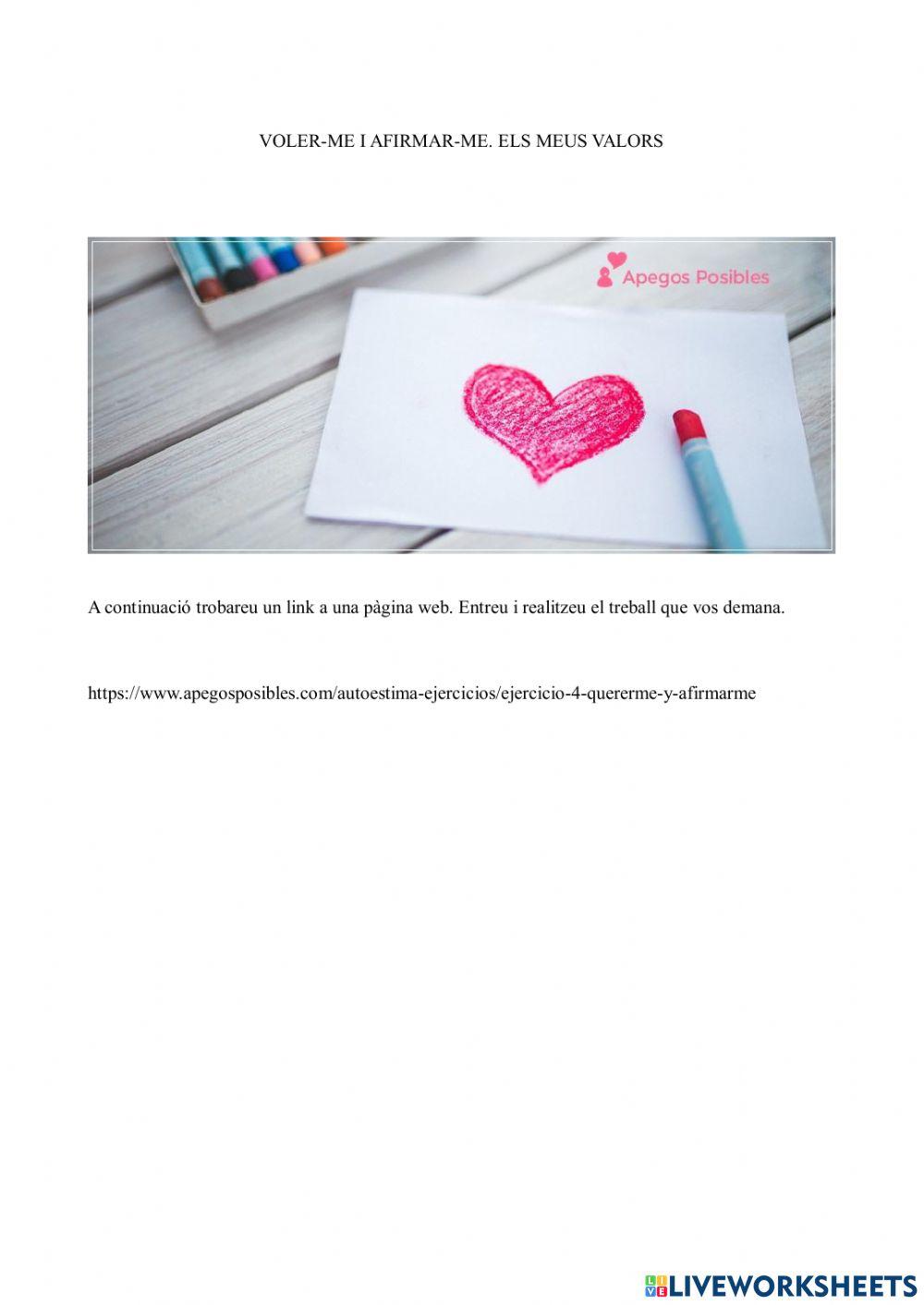 Valorar el propio yo worksheet | Live Worksheets