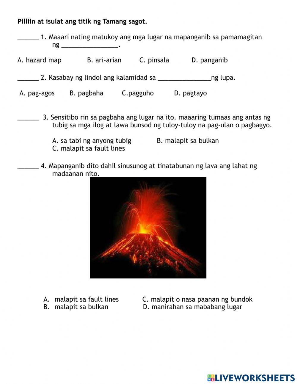 AP 4 Mga Lugar na Sensitibo sa Panganib online exercise for | Live ...