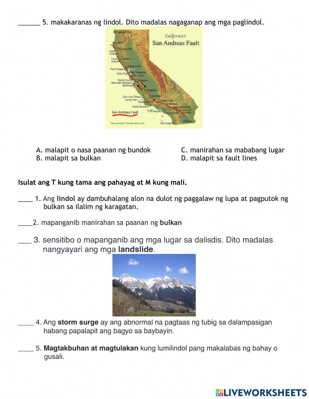 AP 4 Mga Lugar na Sensitibo sa Panganib online exercise for | Live ...