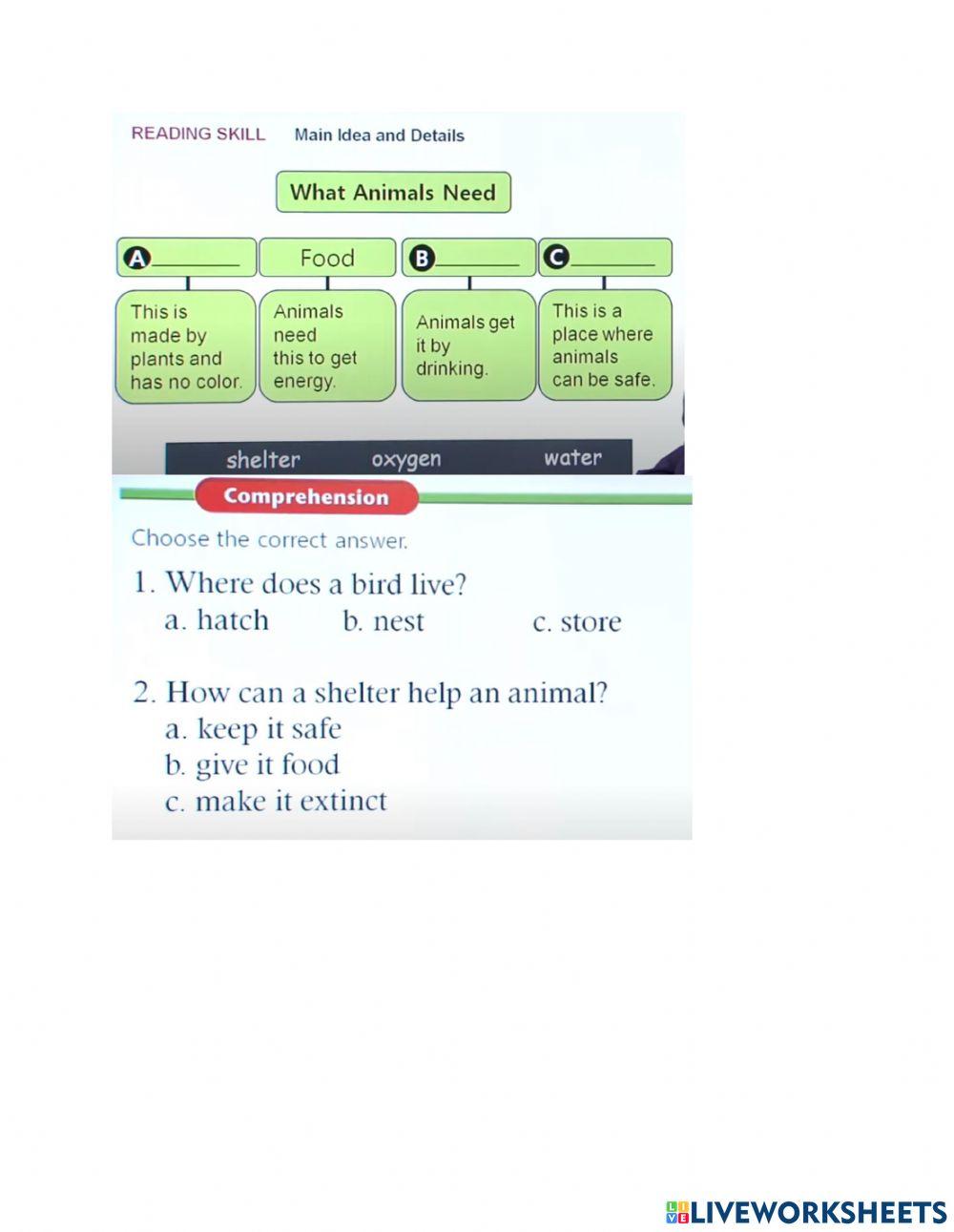 What animals need to grow. online exercise for | Live Worksheets