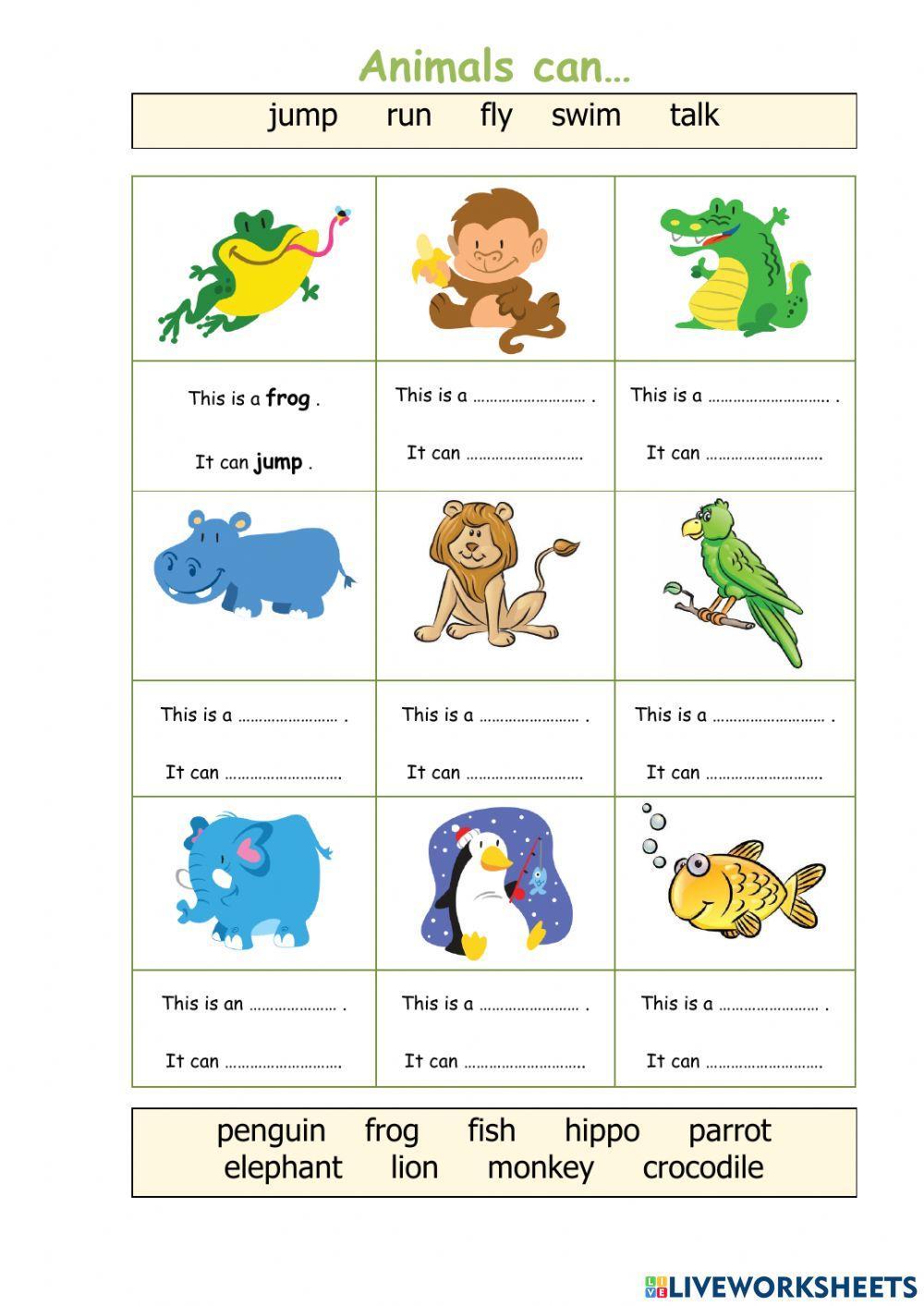 2192089 | Animals can | Ms_Slobodyanyk | LiveWorksheets