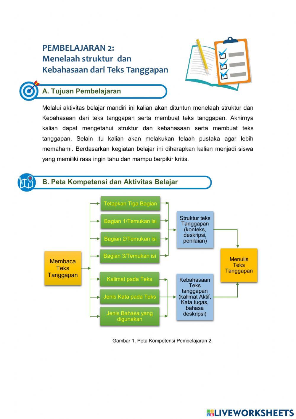 Struktur teks tanggapan worksheet | Live Worksheets