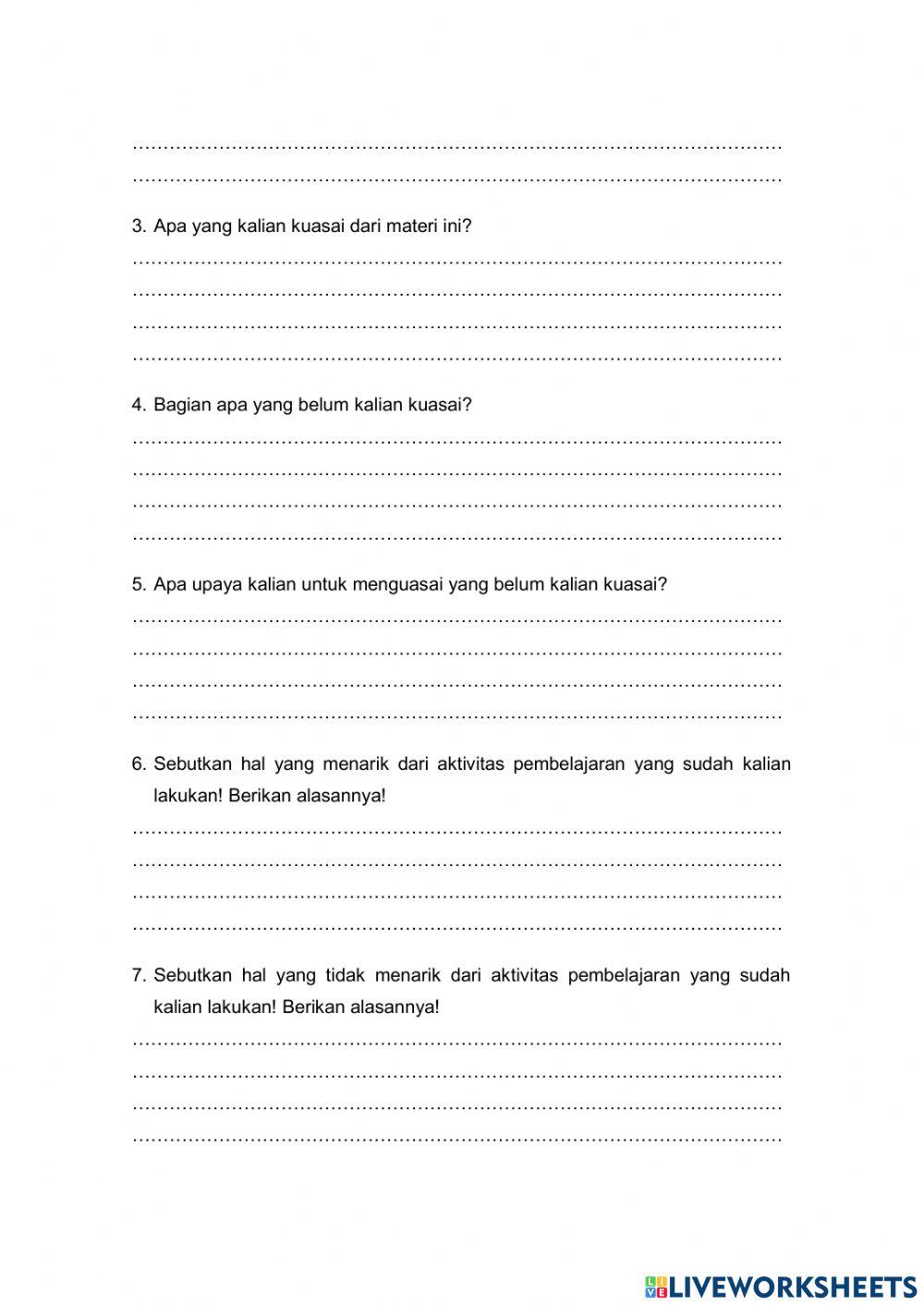 Struktur teks tanggapan worksheet | Live Worksheets