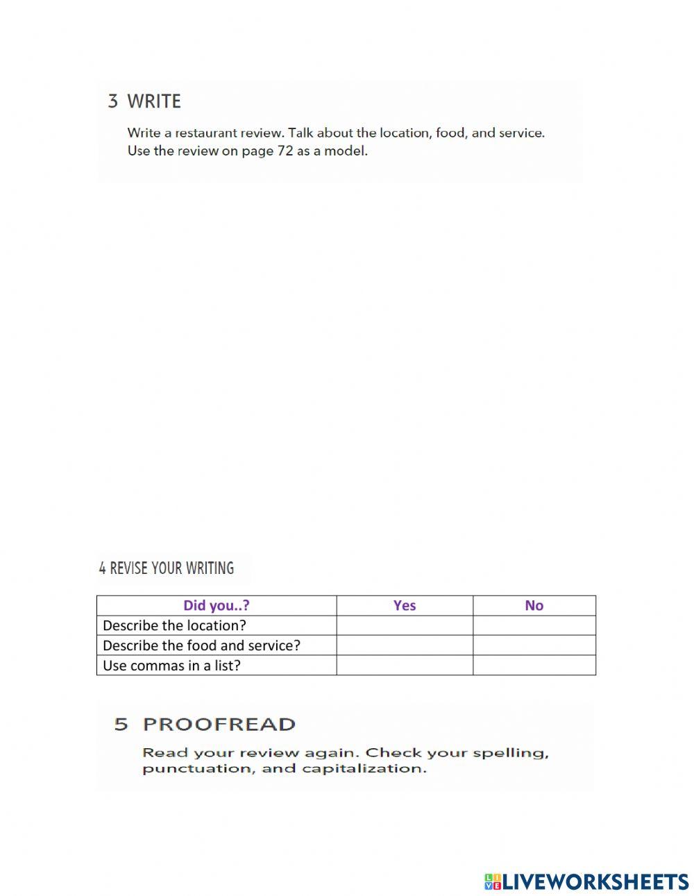 Wrting Activity 1 A1 Mod 3 online exercise for | Live Worksheets