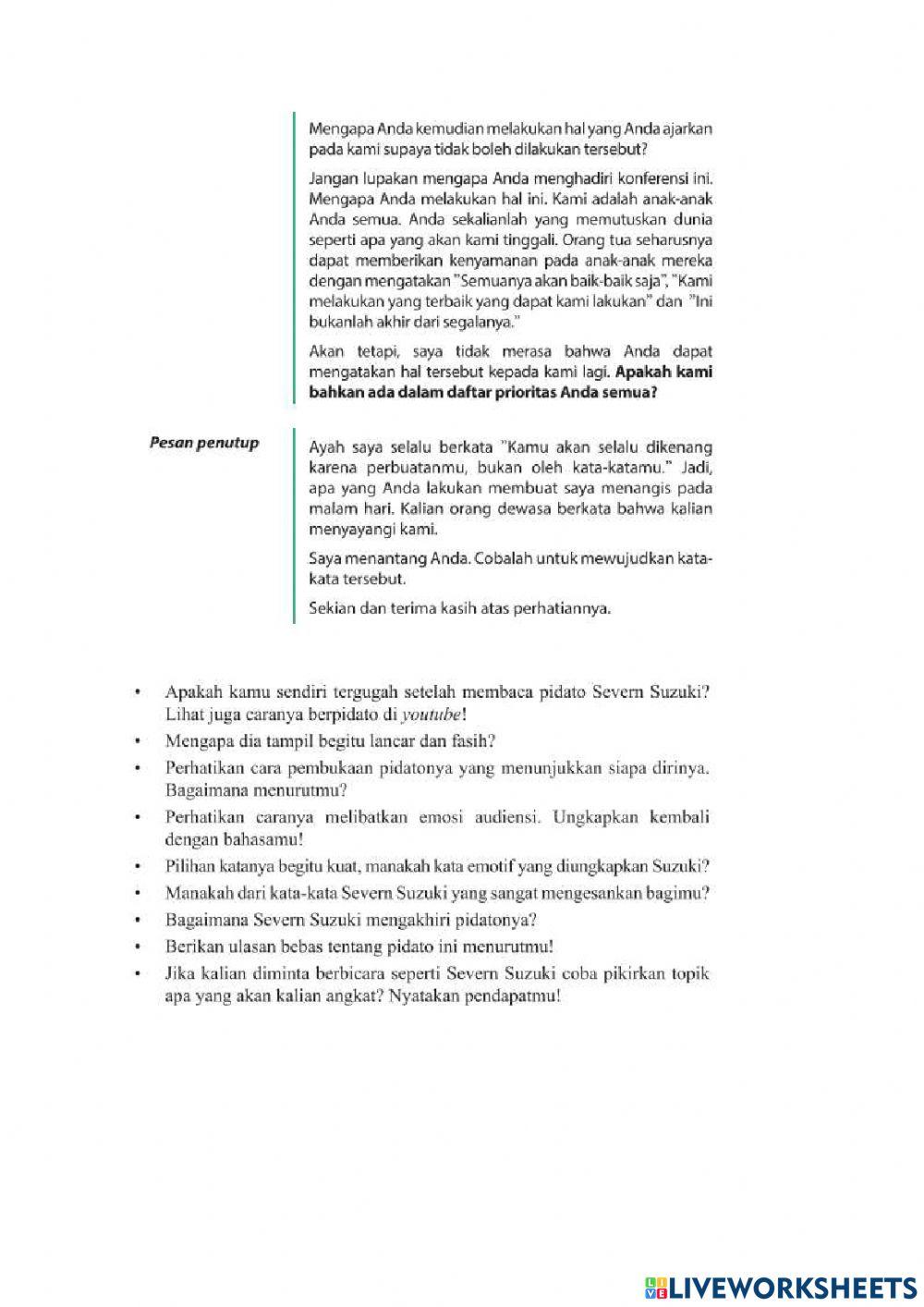 LKPD Pidato persuasid worksheet | Live Worksheets