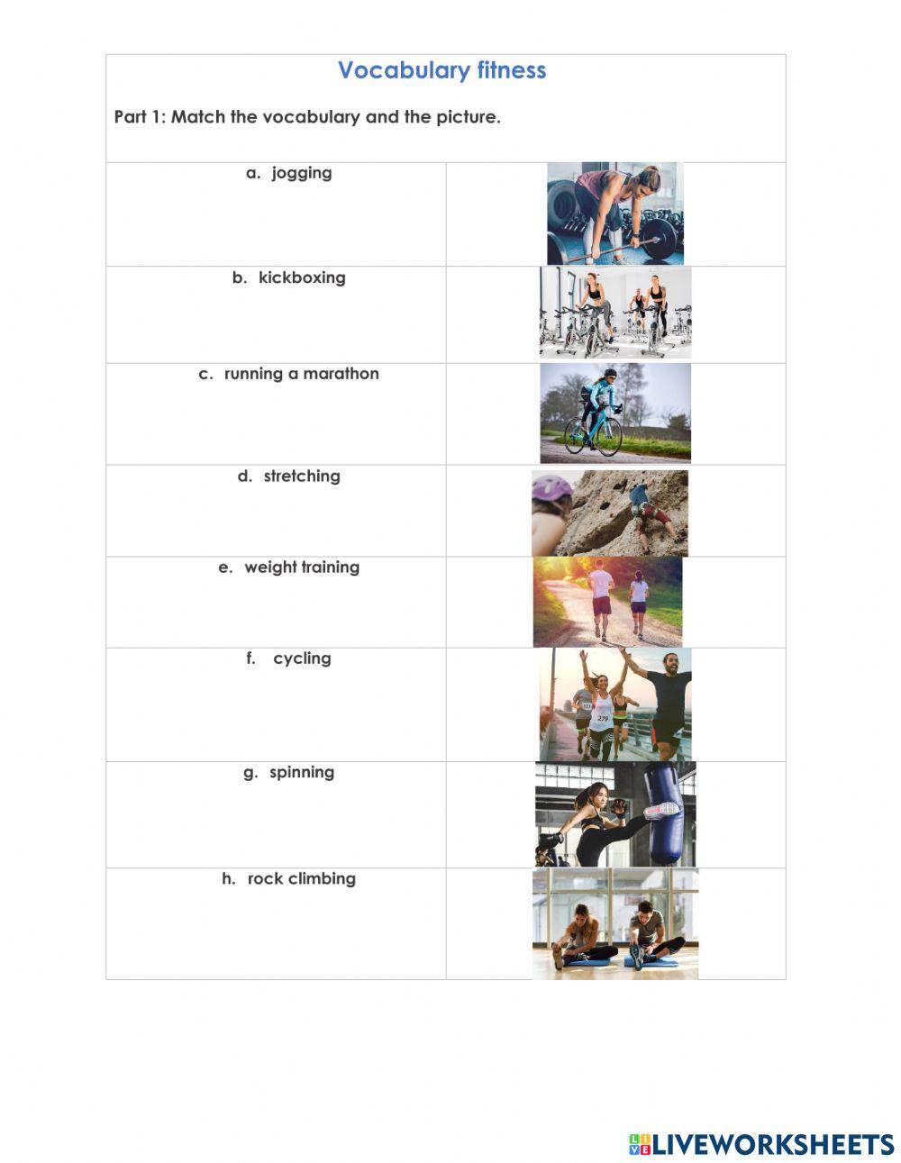 Fitness online pdf exercise | Live Worksheets