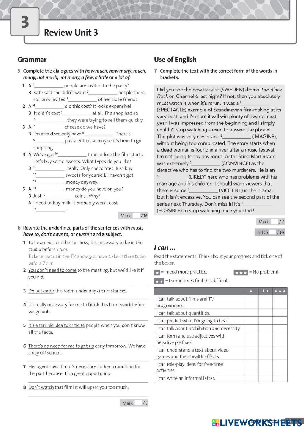 Test3 Pre-Int online exercise for | Live Worksheets
