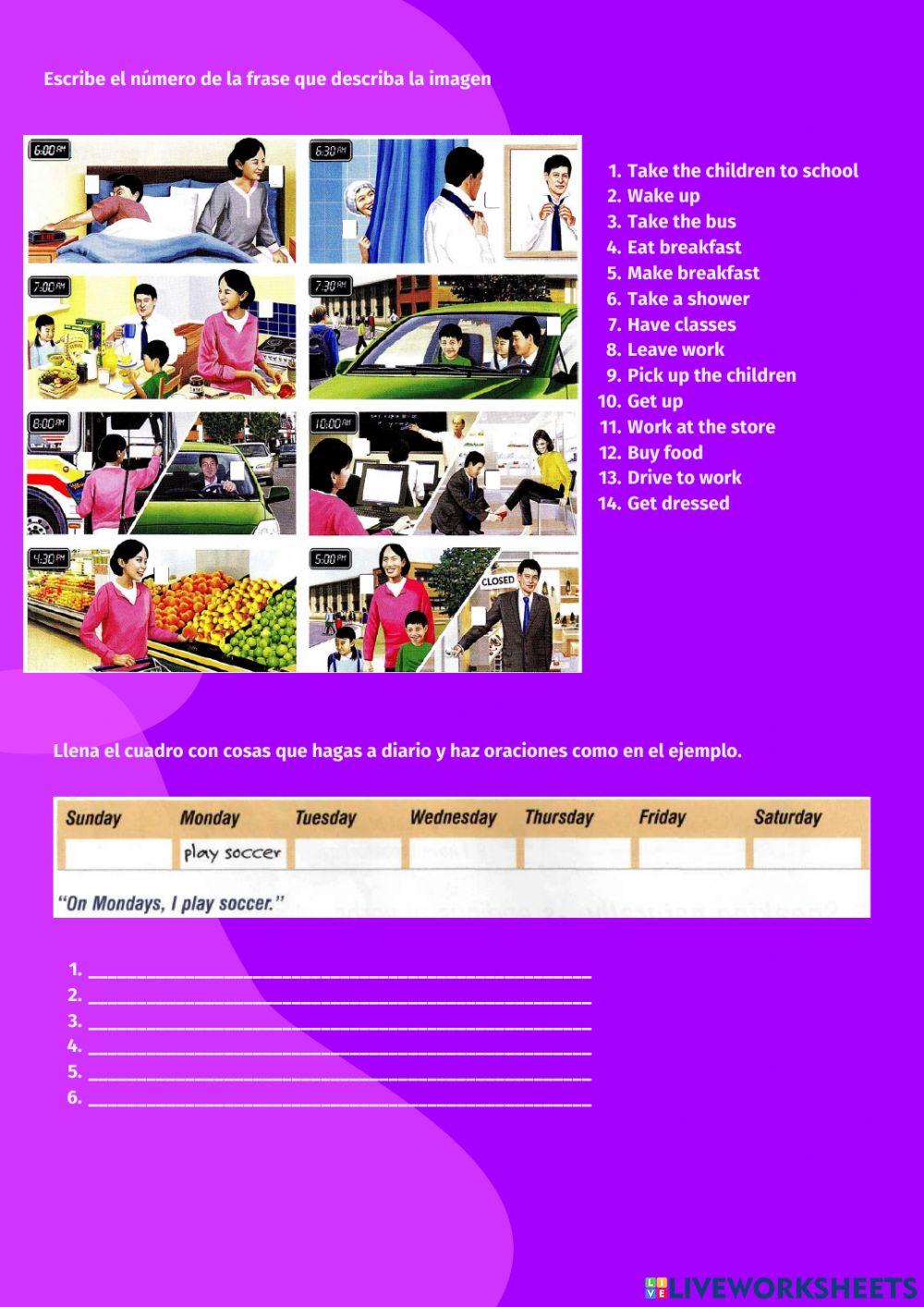 Jobs and Routines online exercise | Live Worksheets