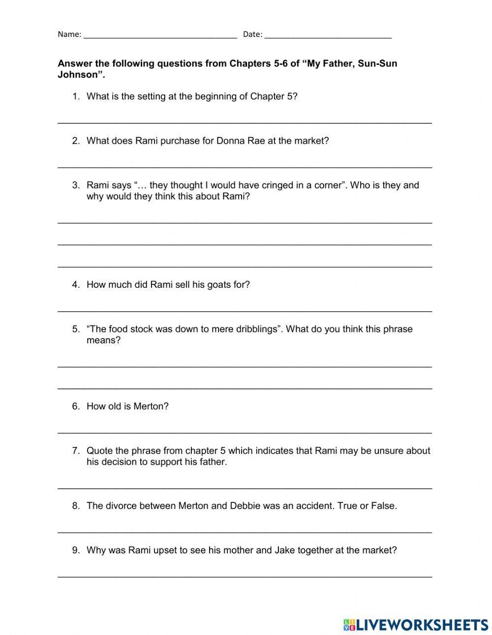 My Father, Sun … | Free Interactive Worksheets | 2193459