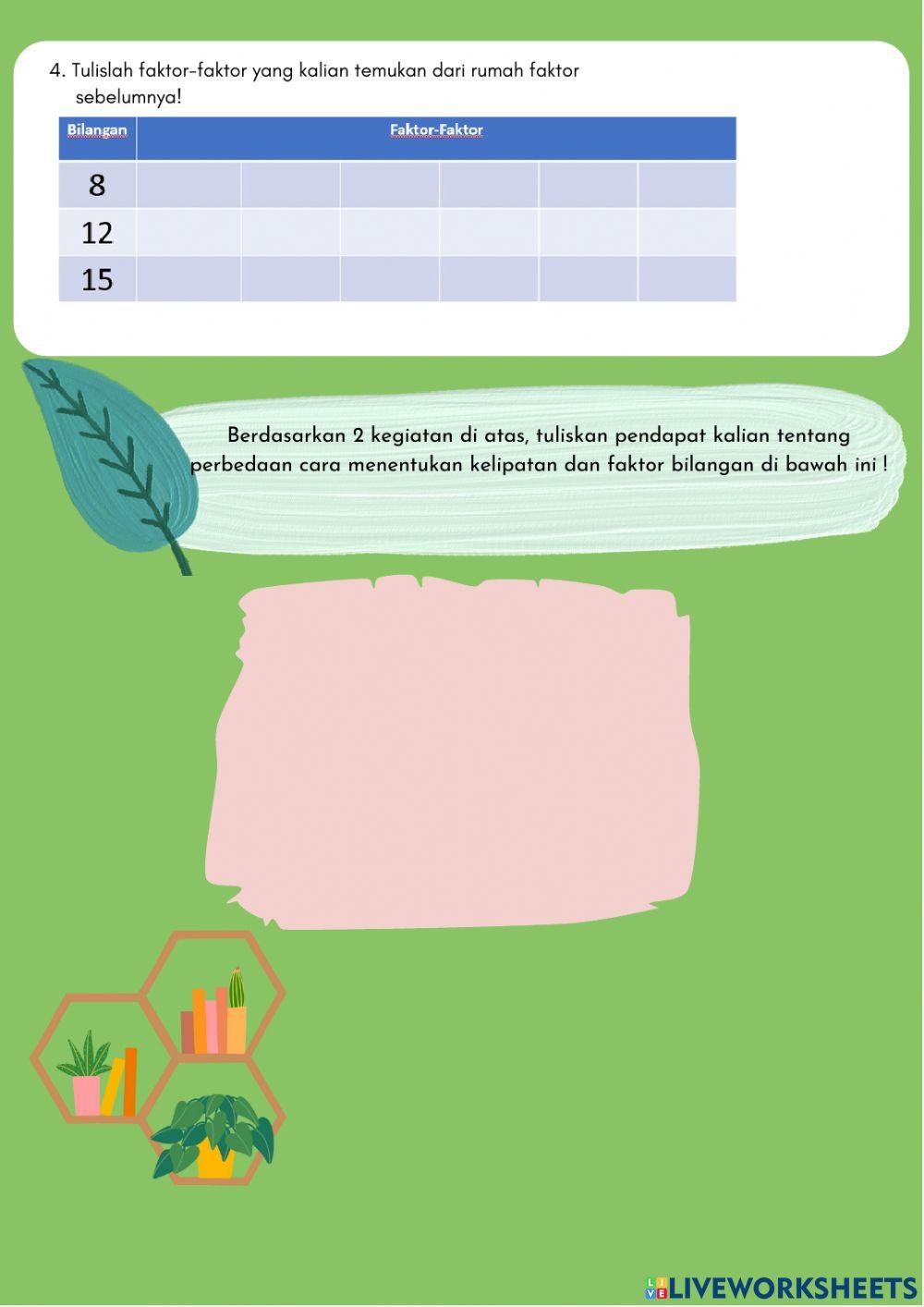 LKPD Faktor dan Kelipatan interactive worksheet | Live Worksheets