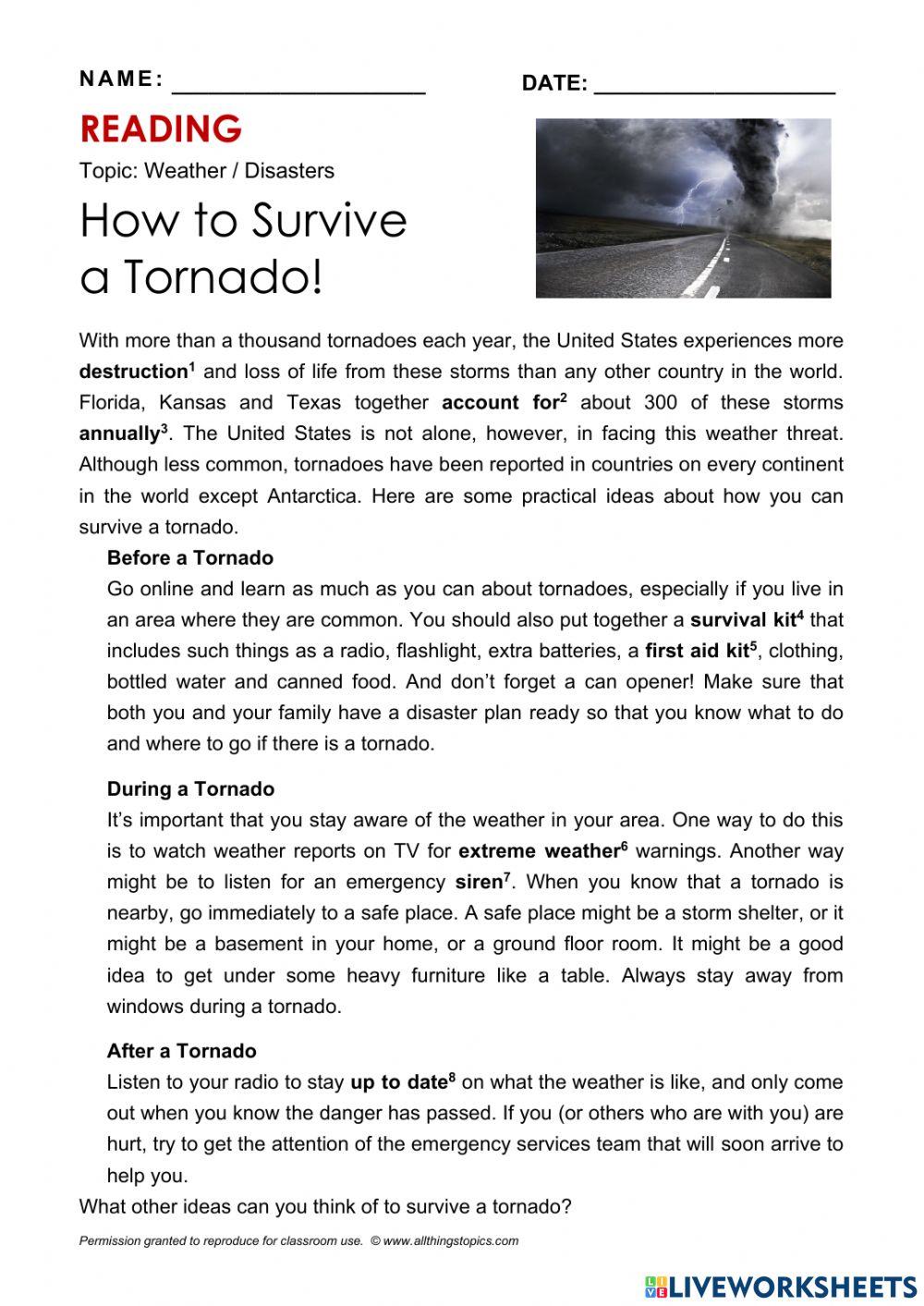 How to survive … | Free Interactive Worksheets | 3644001