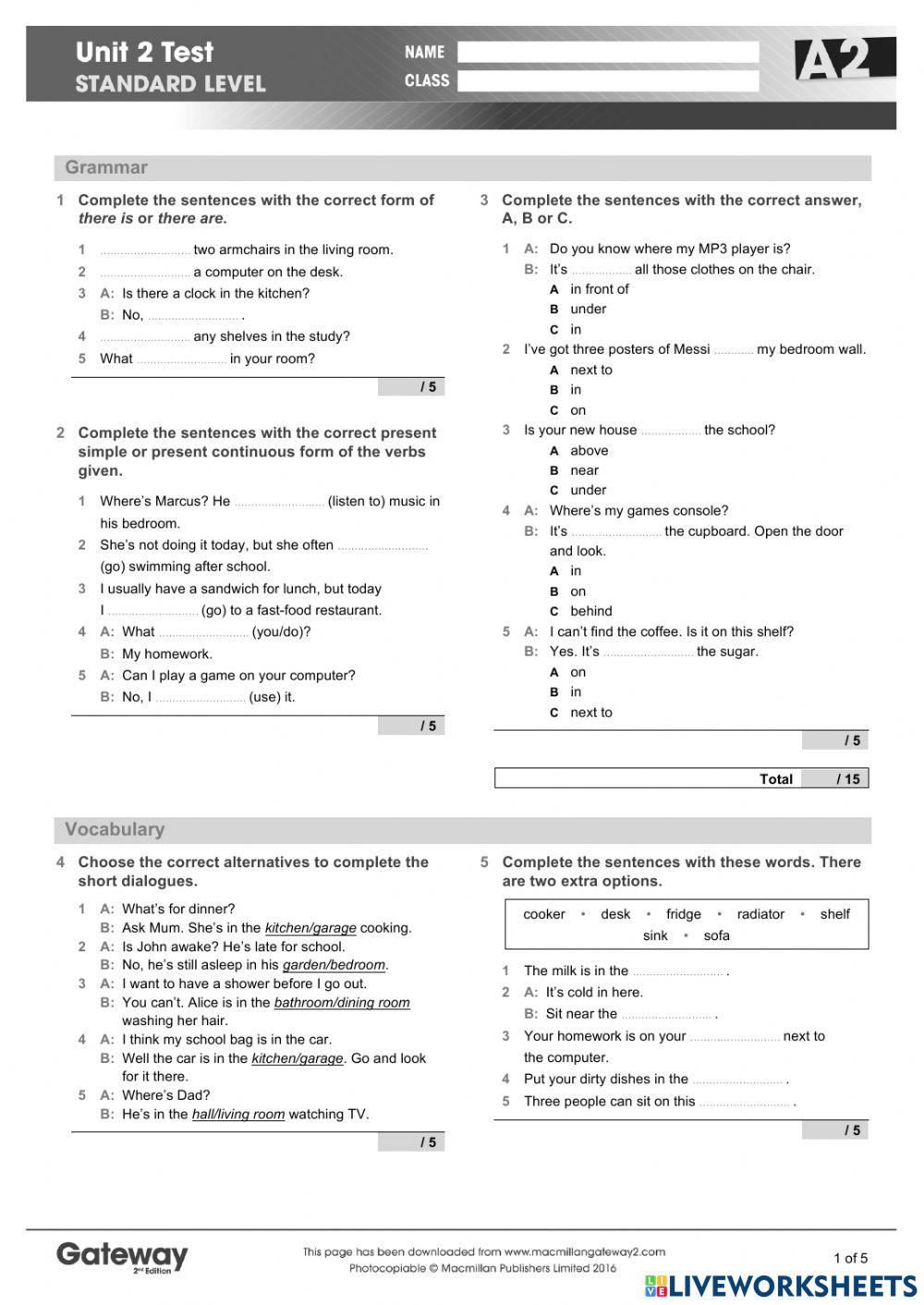 GW A2 Unit2 PT online exercise for | Live Worksheets