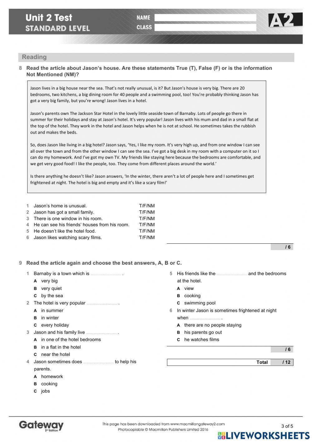GW A2 Unit2 PT online exercise for | Live Worksheets