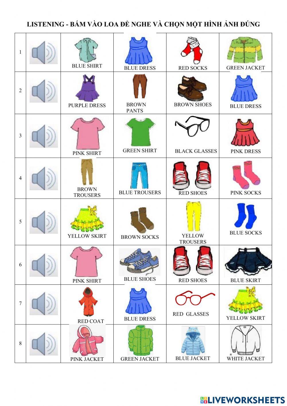 What are you wearing interactive activity | Live Worksheets