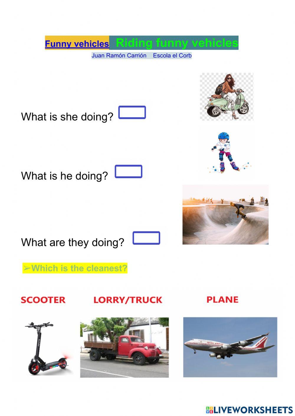 Riding funny vehicles 2194007 | JUANRA | LiveWorksheets