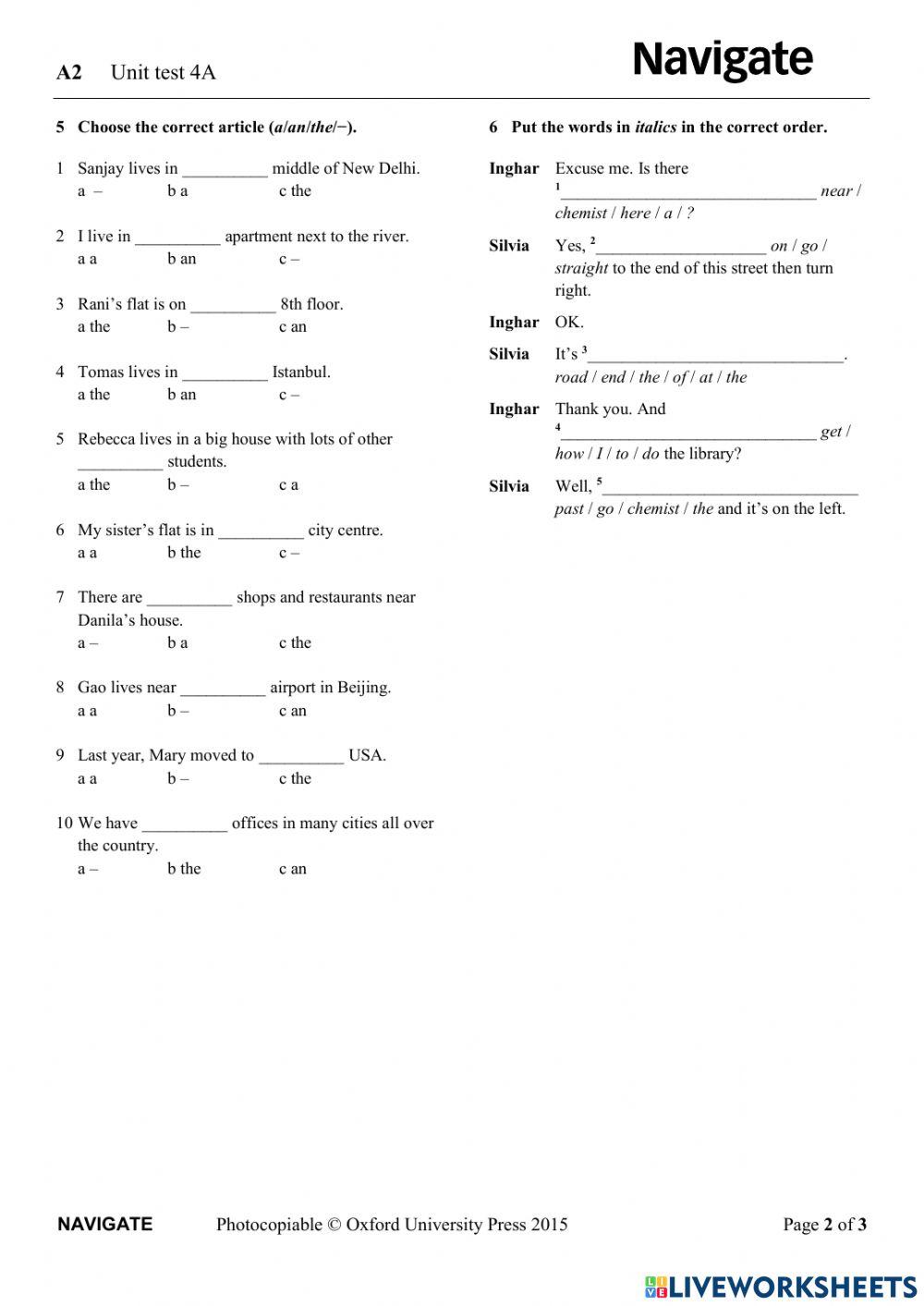6910216 | Navigate A2 Test Unit 4 | Vanina Bevilacqua