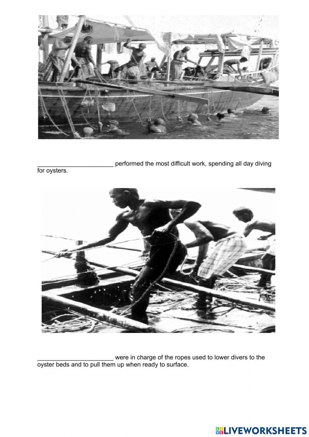 Crew members of pearl diving worksheet | Live Worksheets