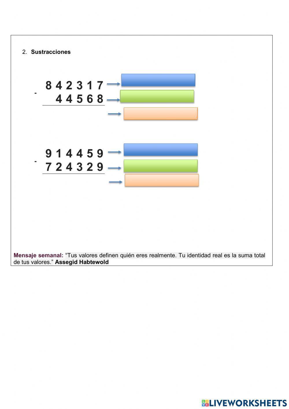 Adición y sustracción online worksheet for 5to | Live Worksheets