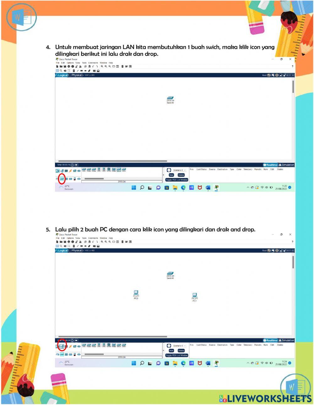 Jobsheet konfigurasi lan worksheet | Live Worksheets