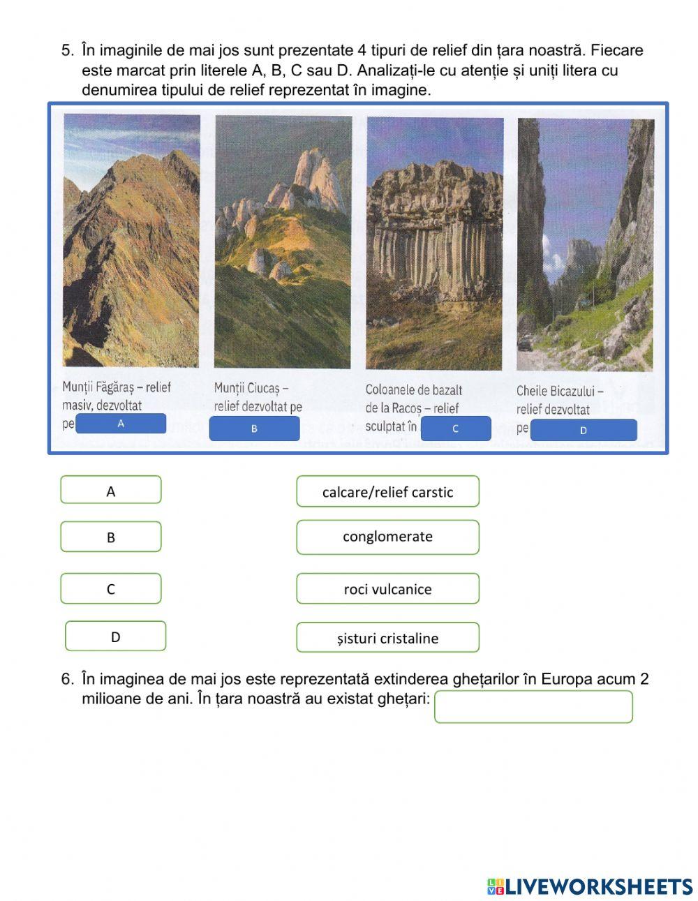 Relieful României-caracteristici generale worksheet | Live Worksheets