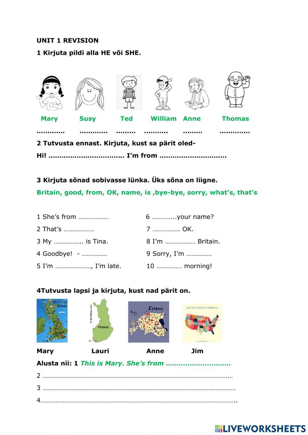 ILE 1 Unit 1 worksheet | Live Worksheets