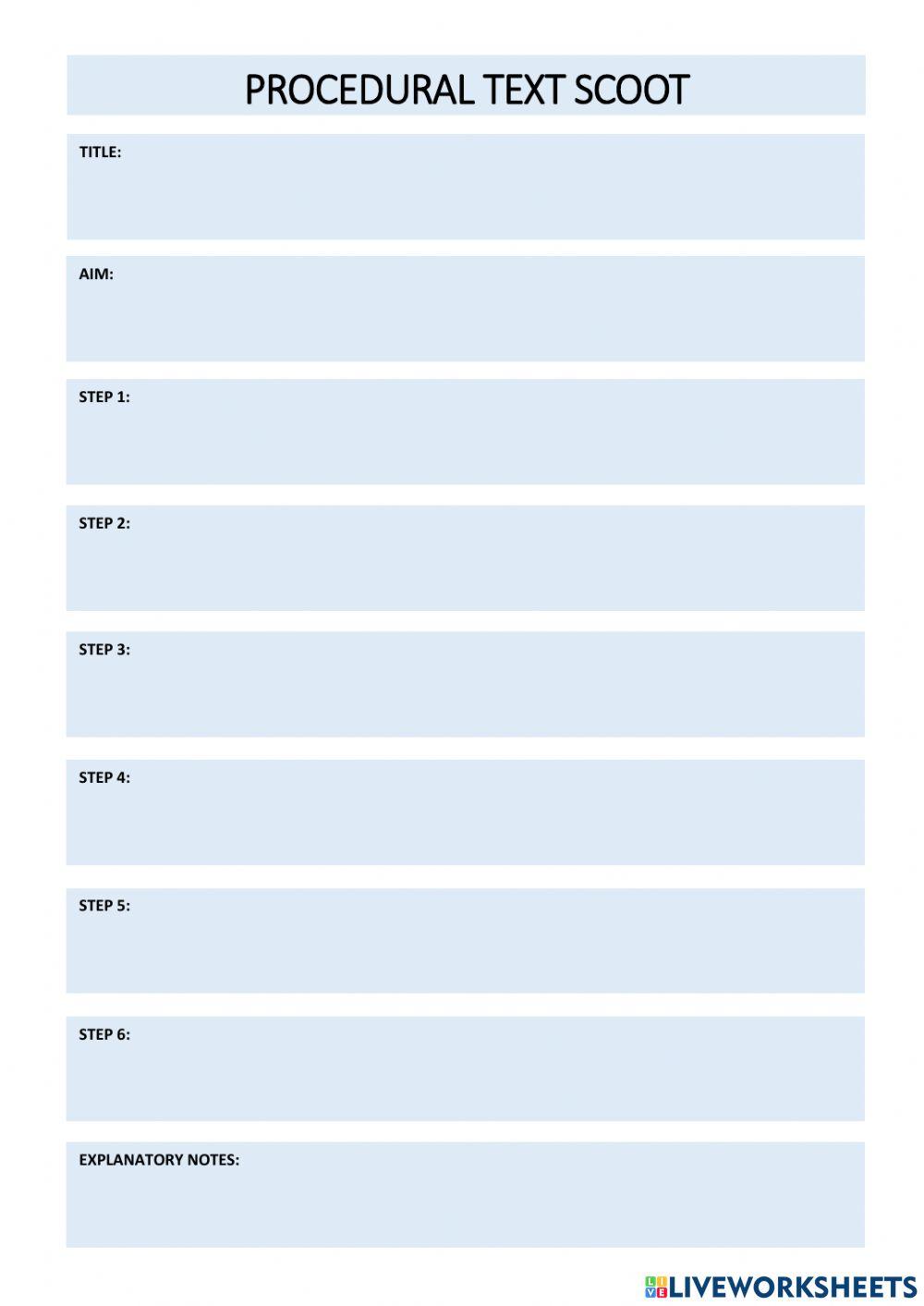 PROCEDURAL TEXT SCOOT online exercise for | Live Worksheets PROCEDURAL TEXT SCOOT online exercise for | Live Worksheets