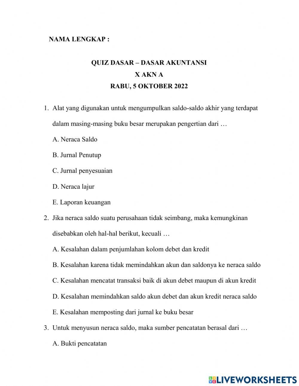 Kuis dda neraca… | Free Interactive Worksheets | 2163688