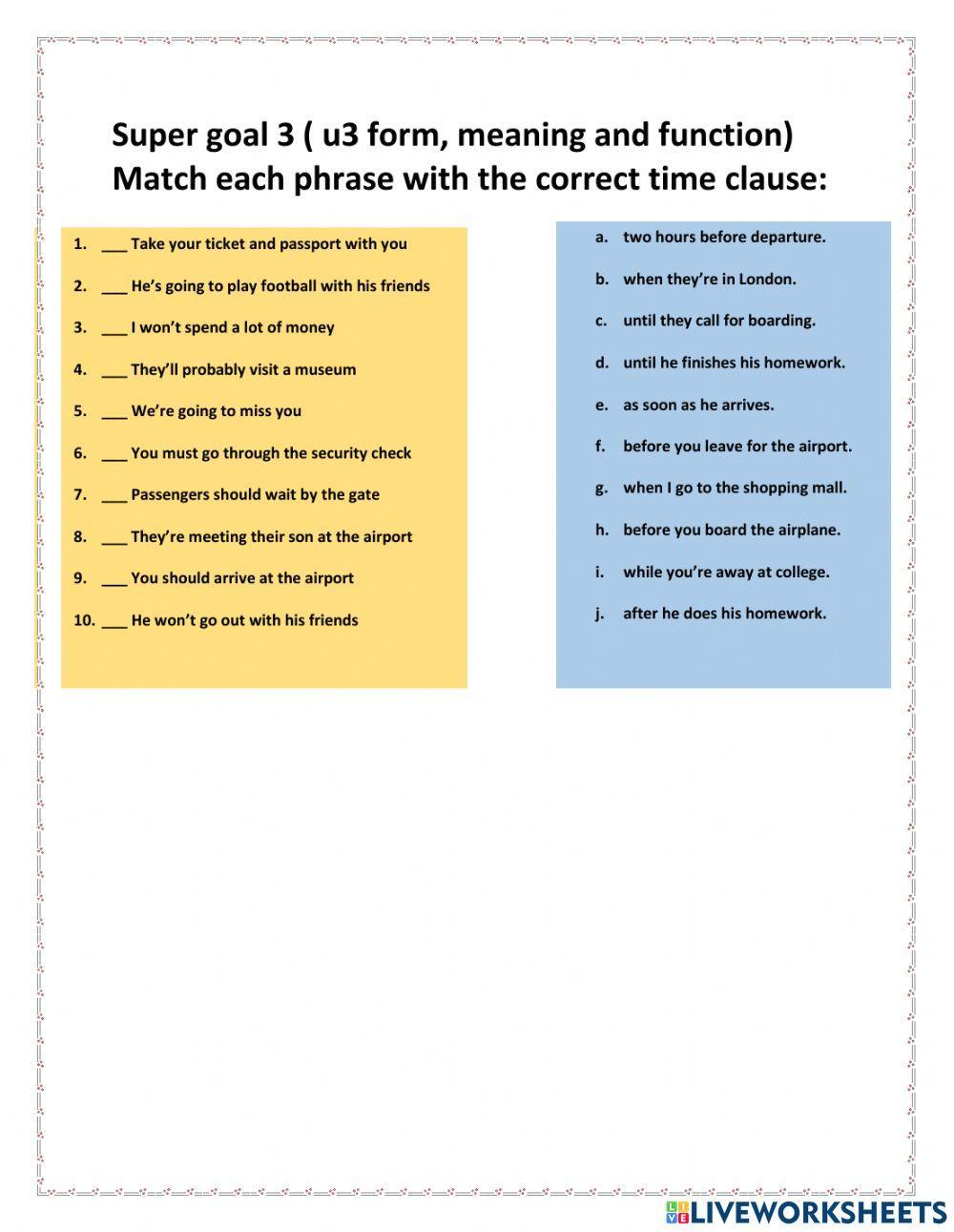 Super goal 3 online activity | Live Worksheets