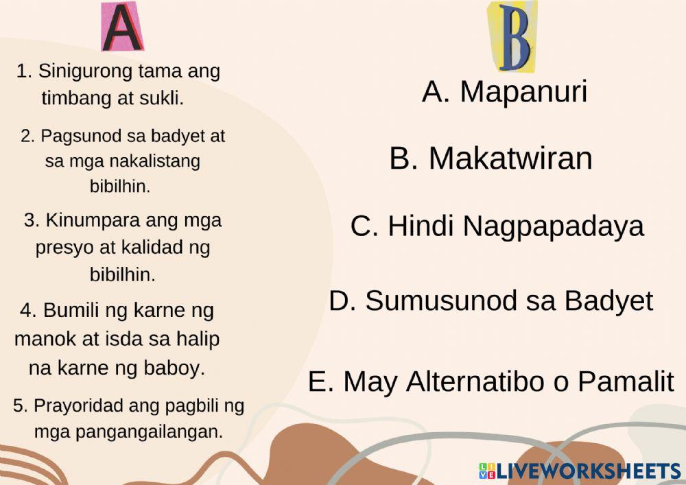 Pamatayan ng Ma… | Free Interactive Worksheets | 2163842