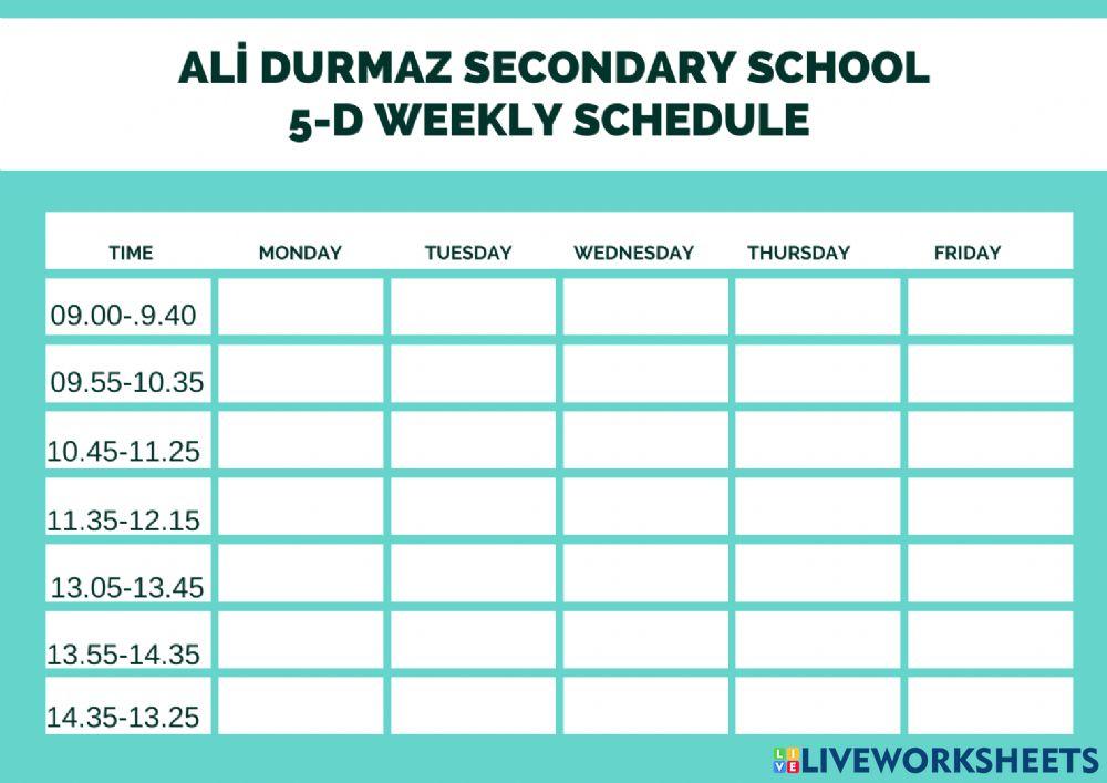 School timetable free exercise | Live Worksheets