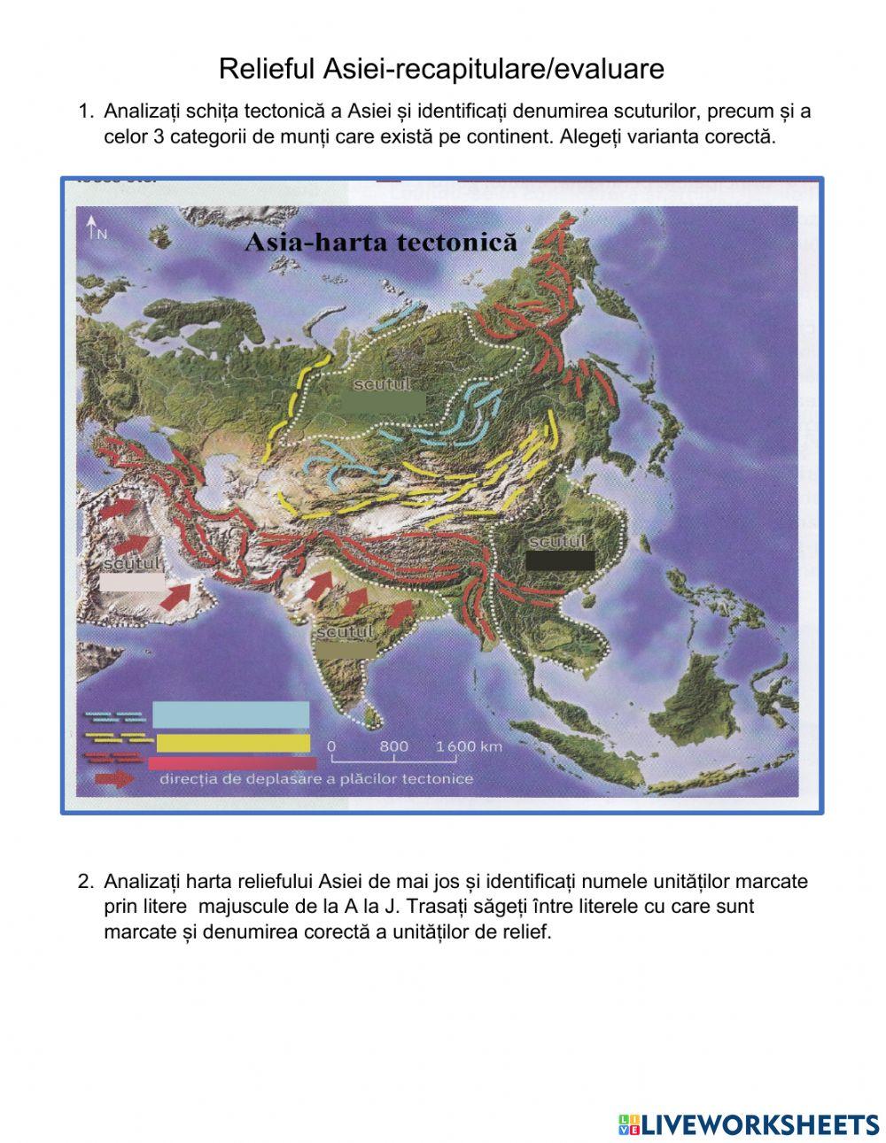 Relieful Asiei | Free Interactive Worksheets | 2164093